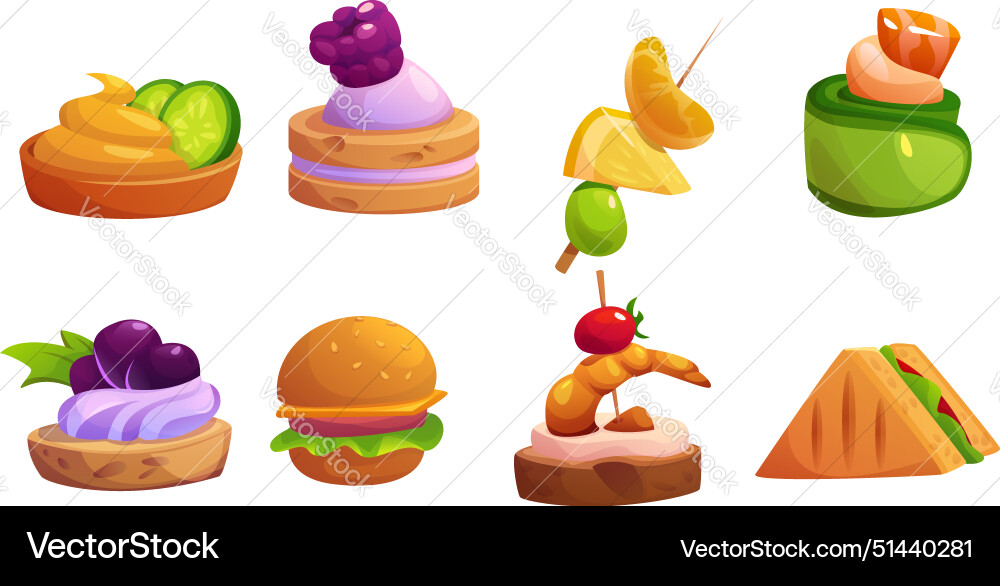 Buffet finger food collection Royalty Free Vector Image