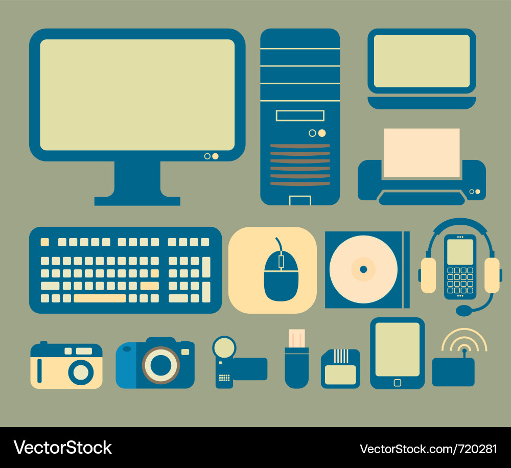 Computers and electronics icons Royalty Free Vector Image