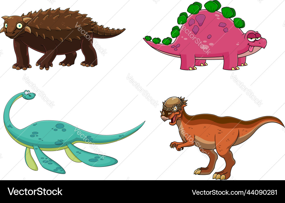Dinosaur cartoon characters collection set Vector Image