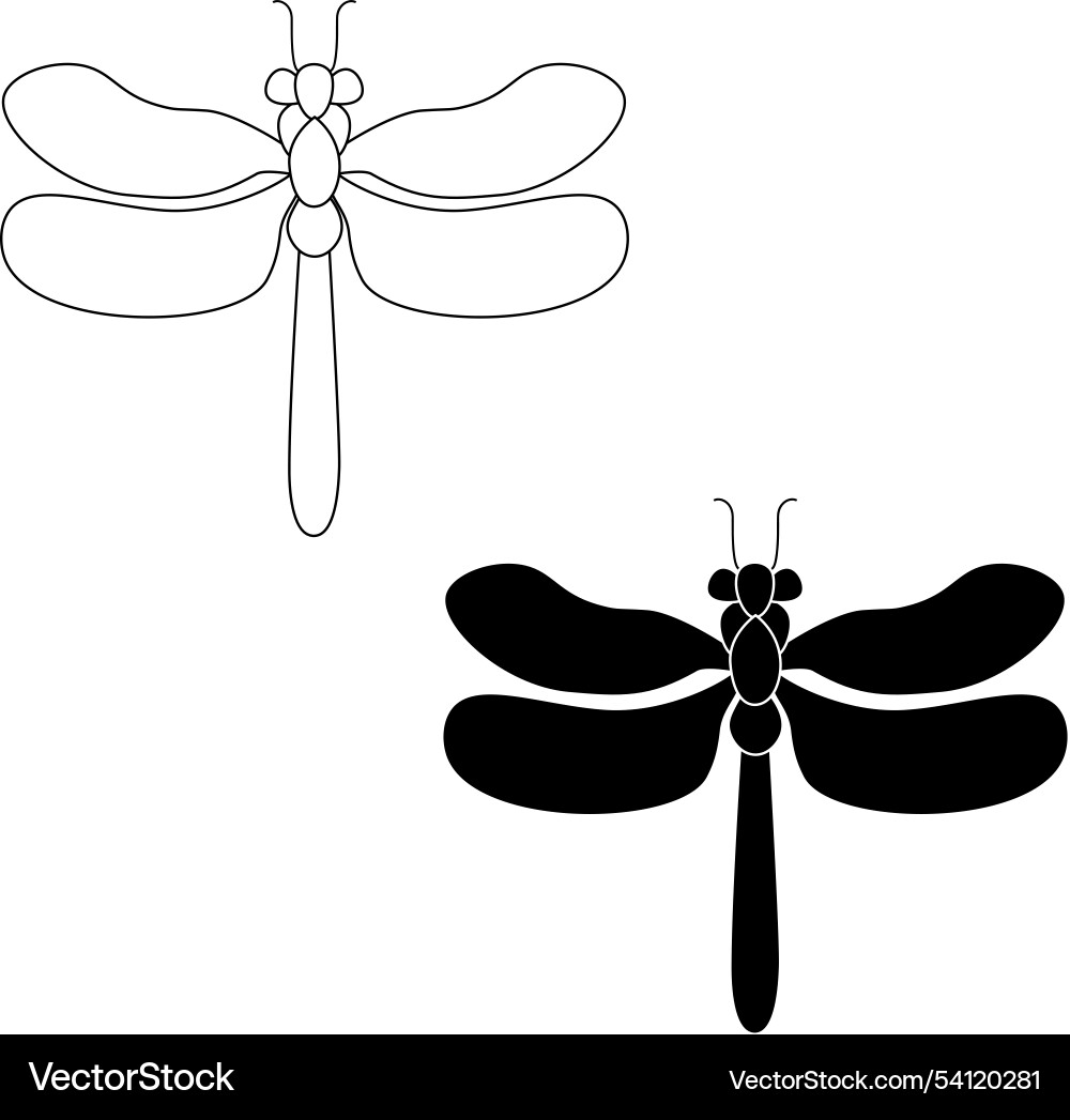 Dragonfly line art doodle simple and minimalist Vector Image