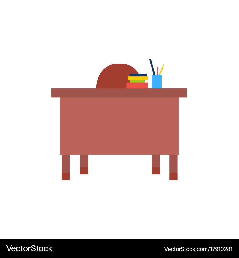 Flat style wooden teacher table front view Vector Image