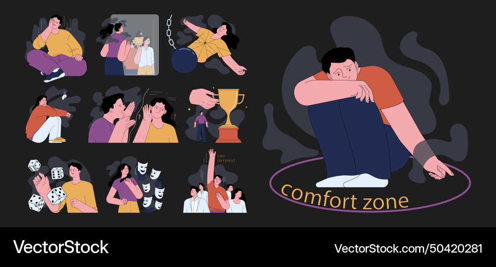 Human fears dark or night mode set scared Vector Image