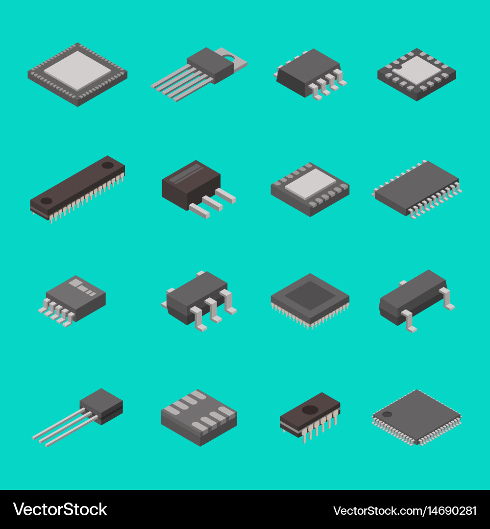 Isolated microchip semiconductor computer Vector Image