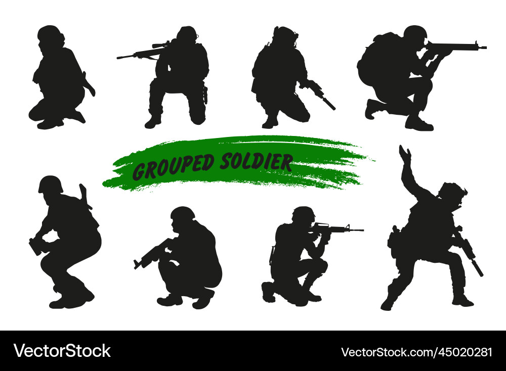 Modern soldier in combat positions graphics Vector Image