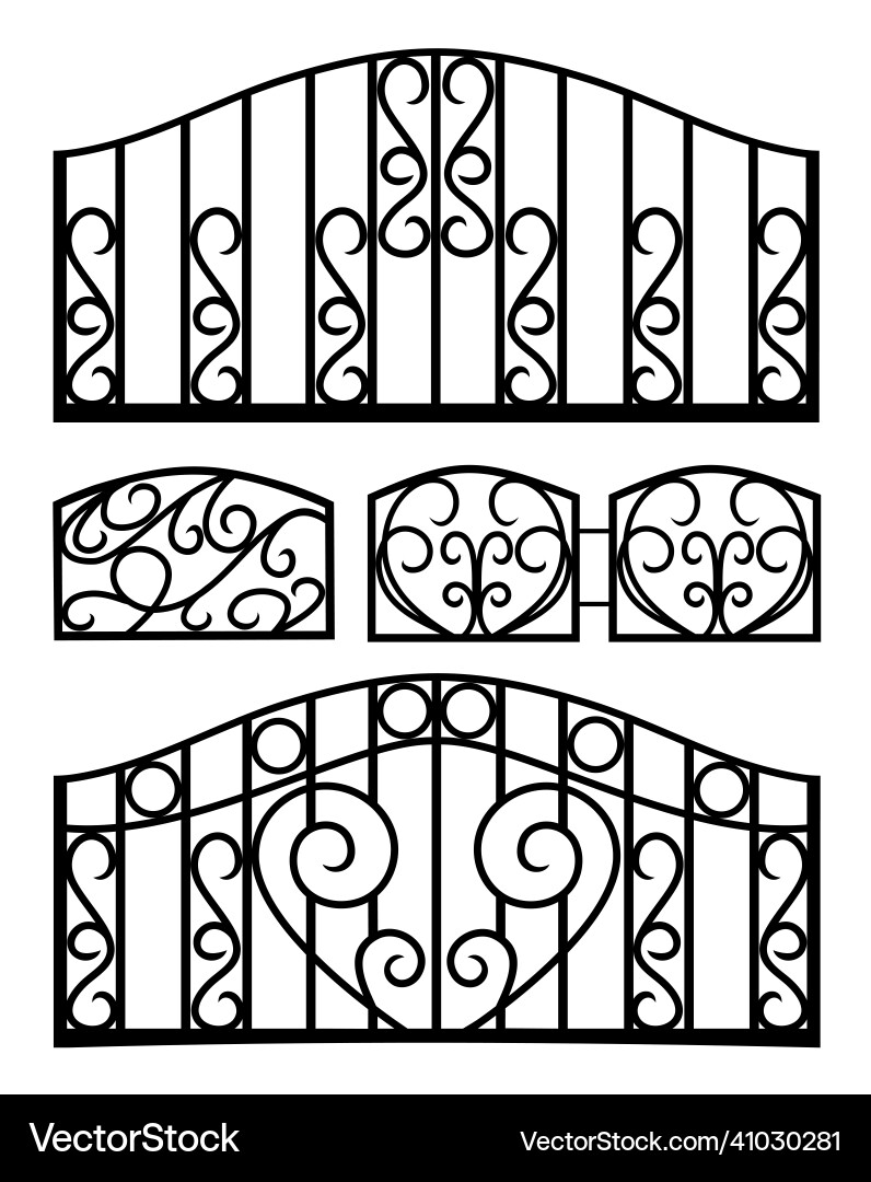 Silhouette of a wrought iron gate Royalty Free Vector Image