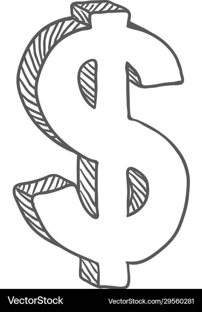 Sketch currency symbol hand drawn dollar sign Vector Image
