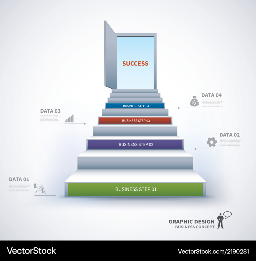 Staircase business step to success Royalty Free Vector Image