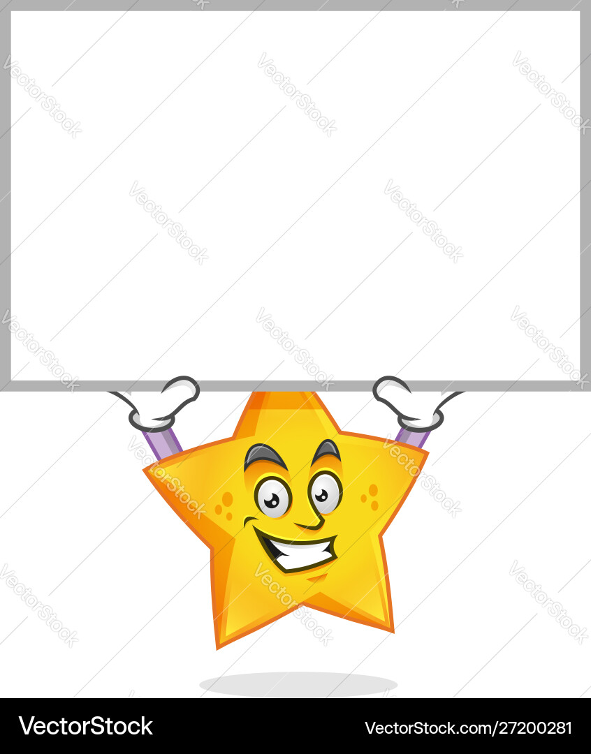 Star character design or mascot blank sign Vector Image