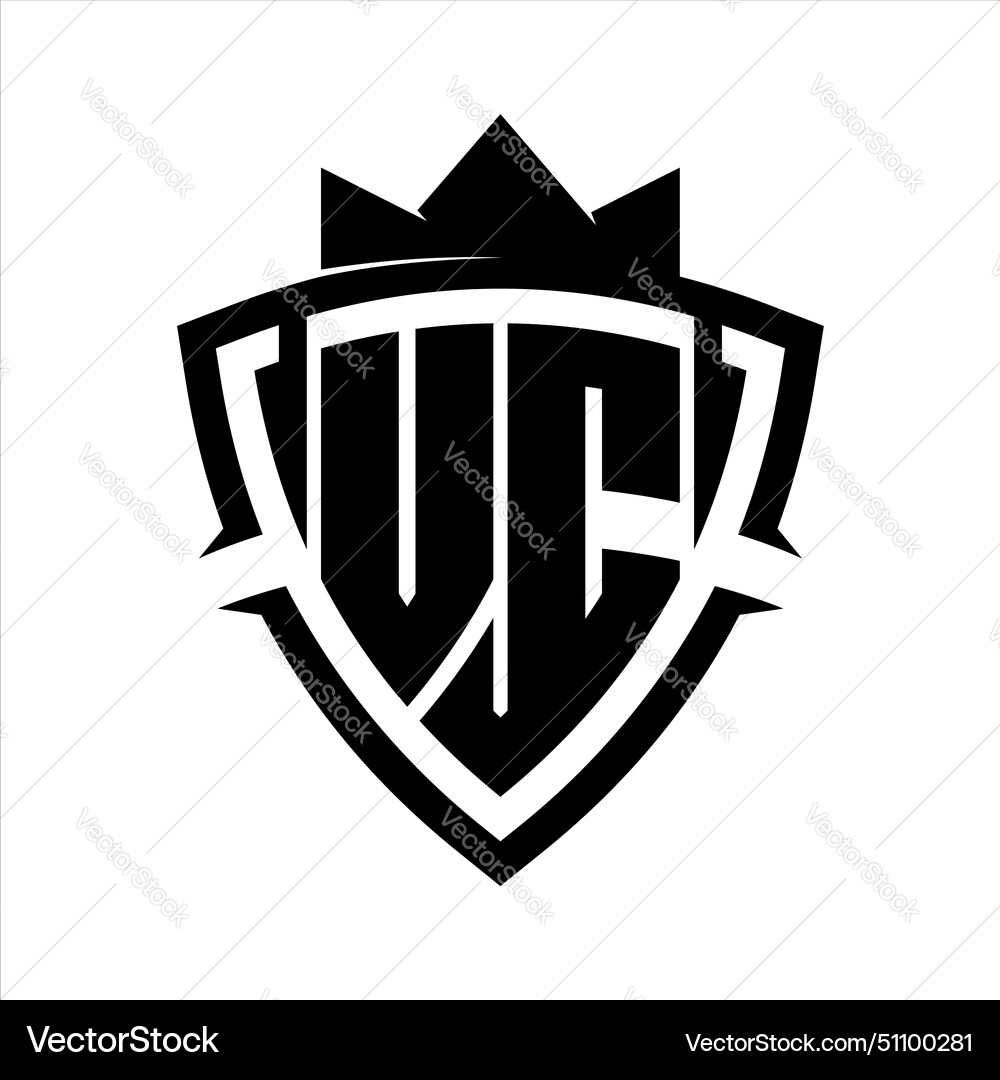 Vc letter bold monogram triangle curve shield Vector Image