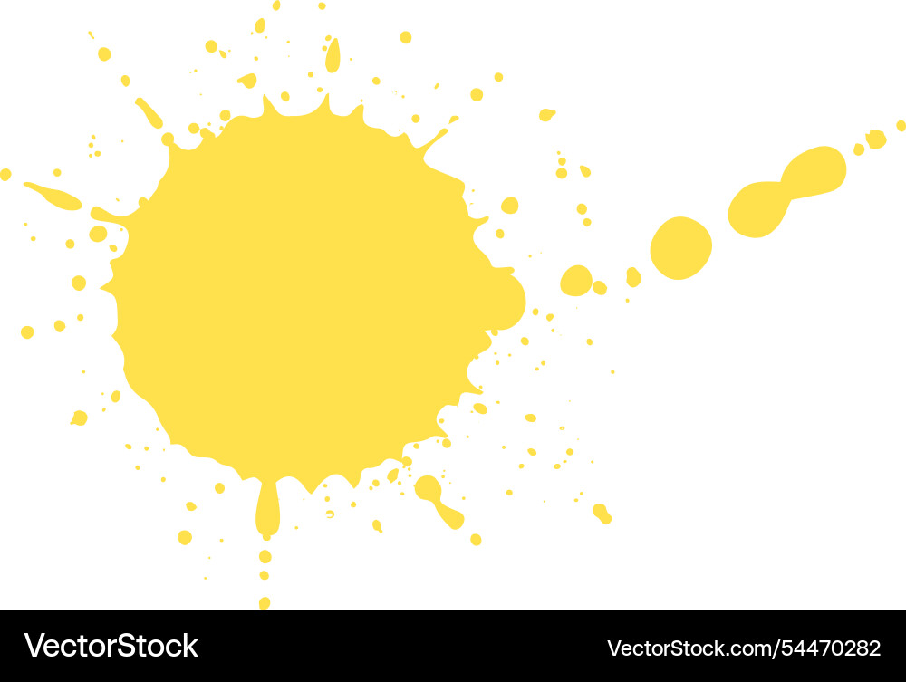 Bright yellow paint splashes and spreads on a Vector Image