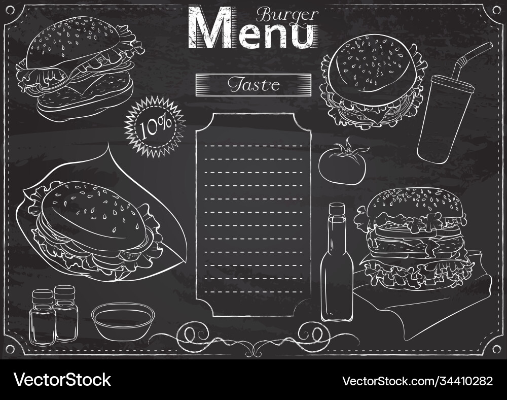 Burger menu chalk Royalty Free Vector Image - VectorStock