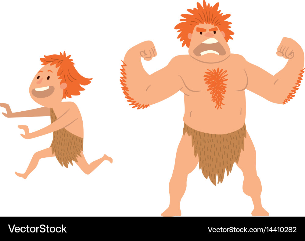 Caveman primitive stone age cartoon neanderthal Vector Image