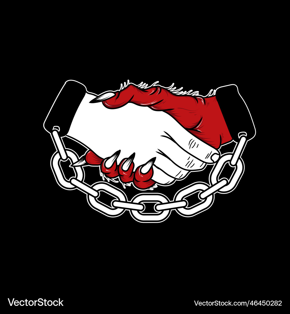 Deal with devil handshake design Royalty Free Vector Image
