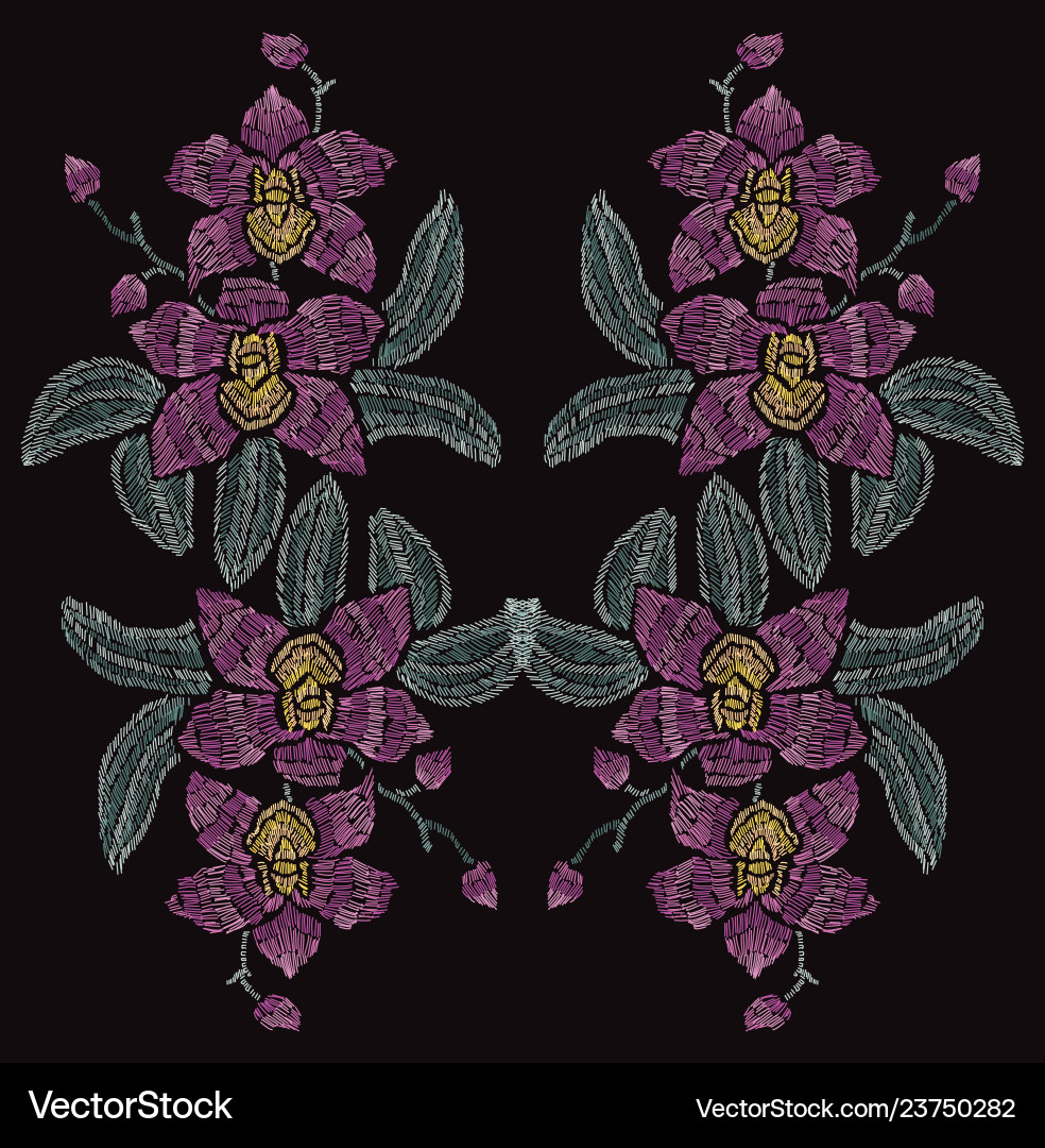 Embroidery floral decoration Royalty Free Vector Image