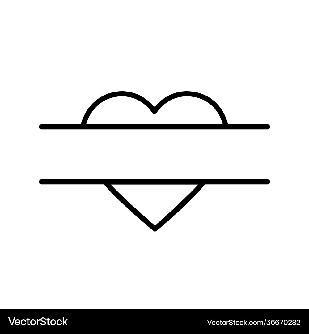 Heart split monogram frame paper or laser Vector Image