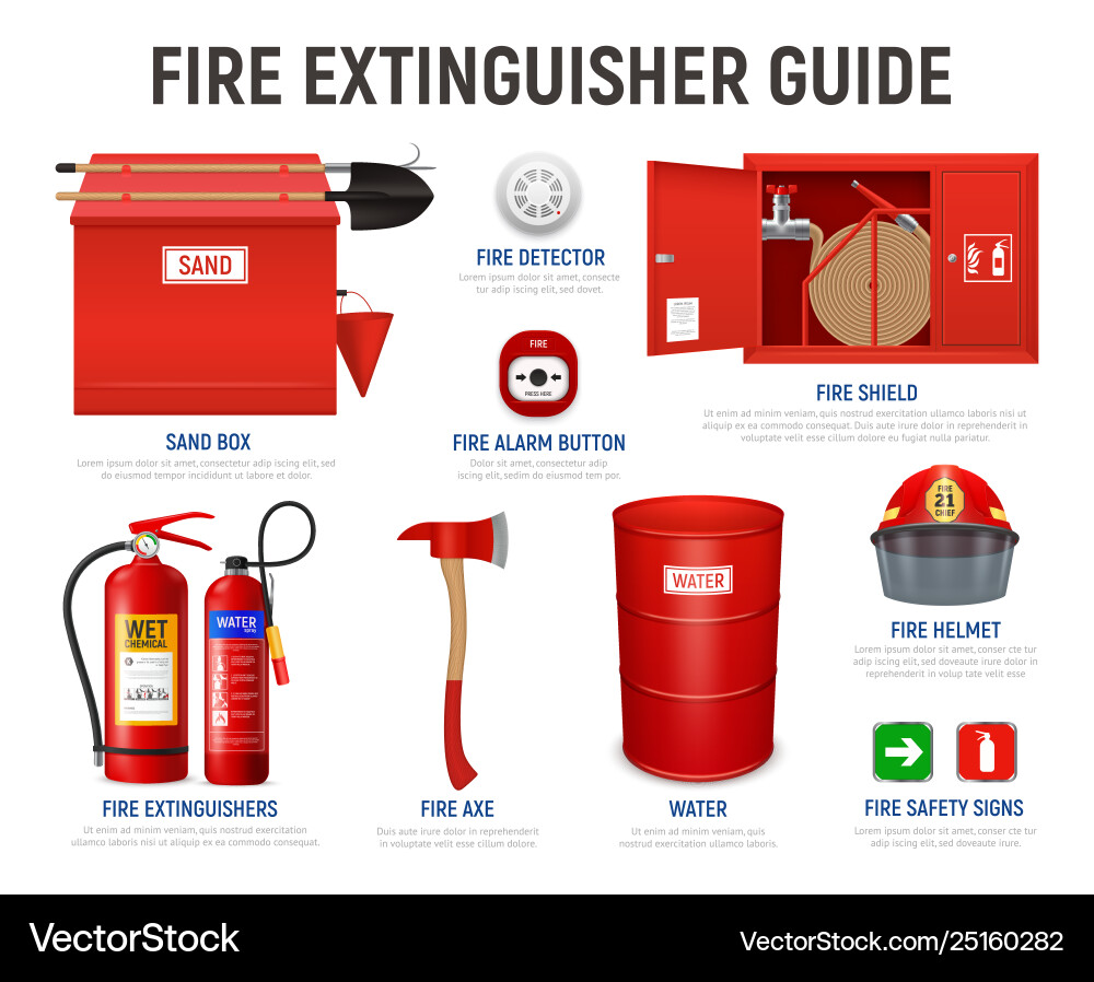 Realistic fire fighter guide Royalty Free Vector Image