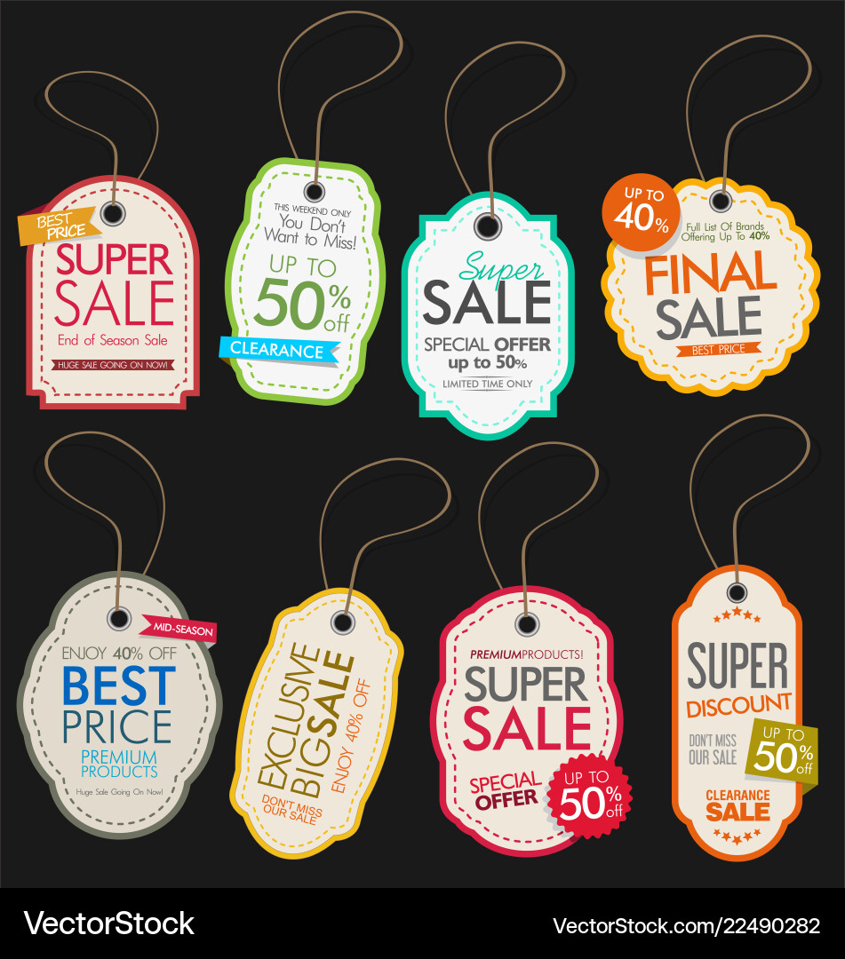 Vintage style sale tags design collection Vector Image