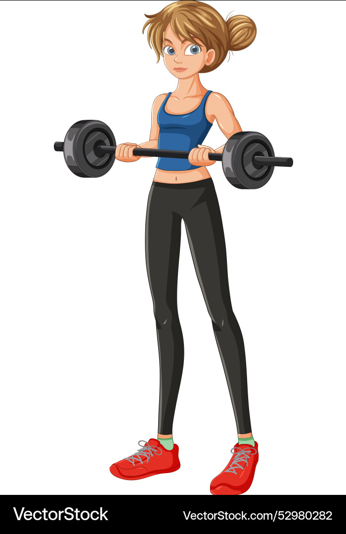 Young woman lifting a barbell Royalty Free Vector Image