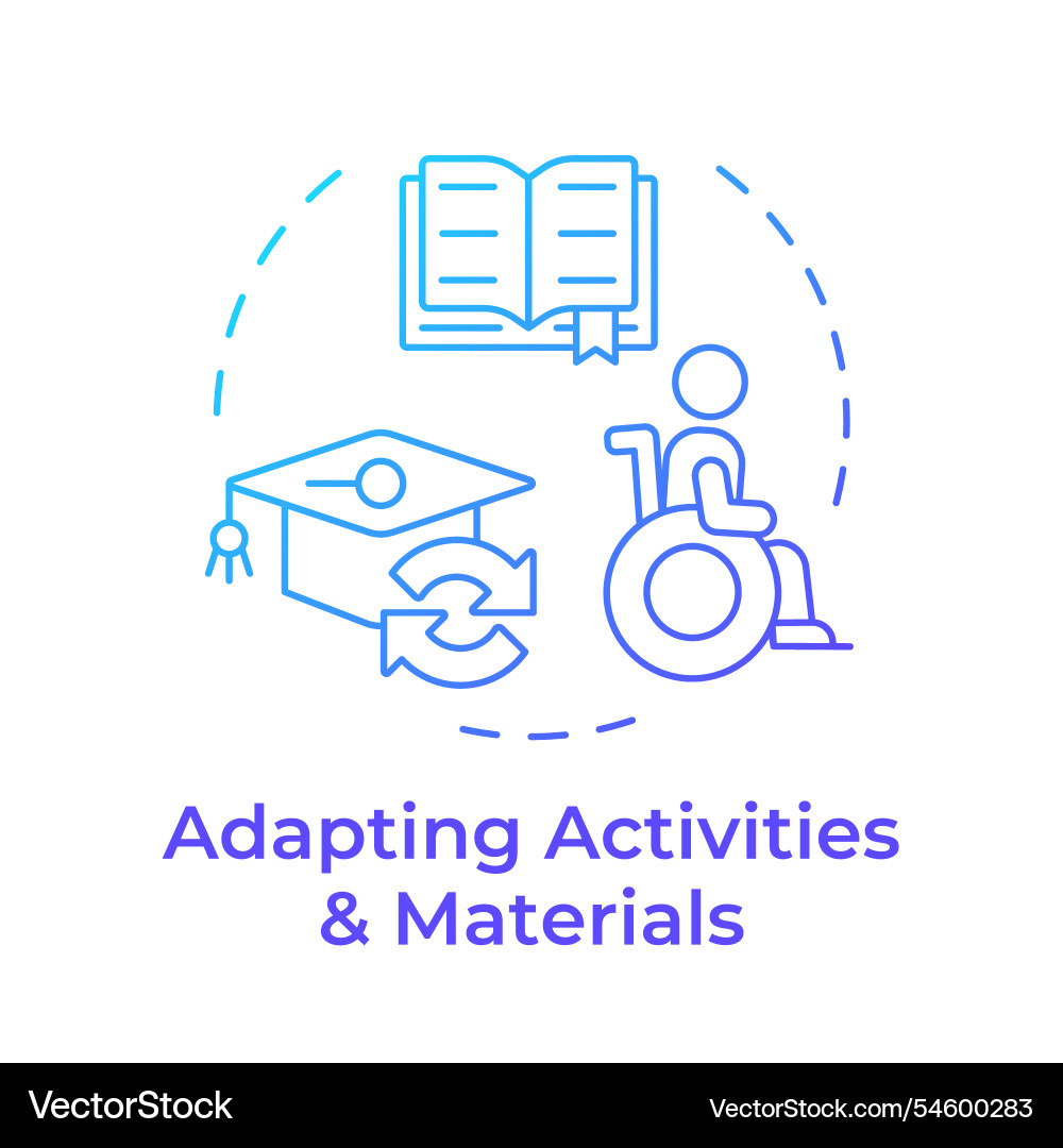 Adapting activities and materials blue gradient Vector Image