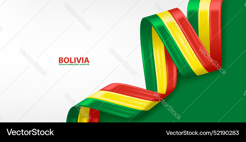 Bolivia 3d ribbon flag Royalty Free Vector Image