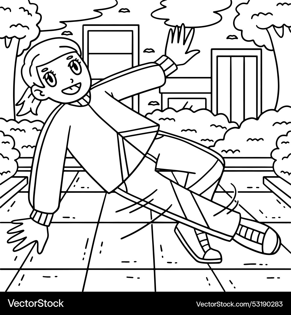 Breakdance b girl with a helicopter move coloring Vector Image