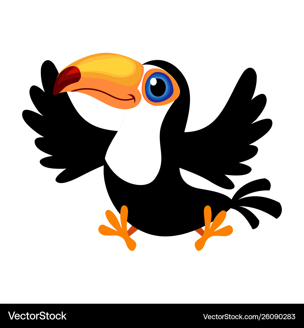 Cartoon toco toucan ramphastos isolated Royalty Free Vector