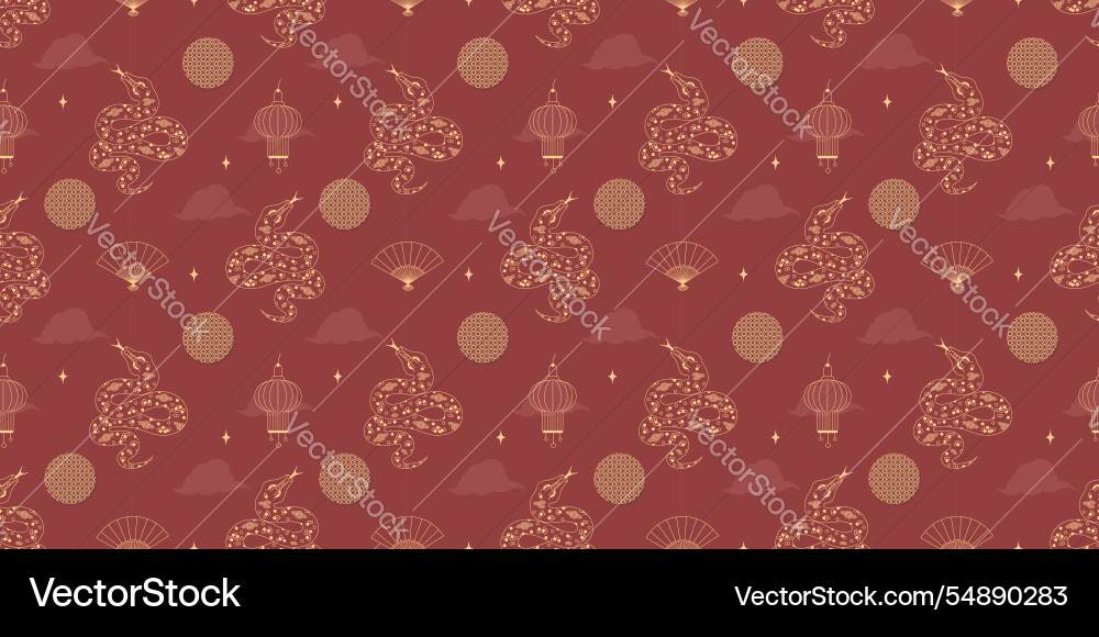 Chinese snake seamless pattern Royalty Free Vector Image