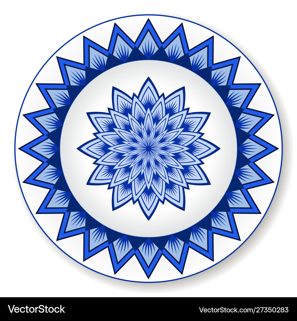Decorative porcelain plate ornate with abstract Vector Image