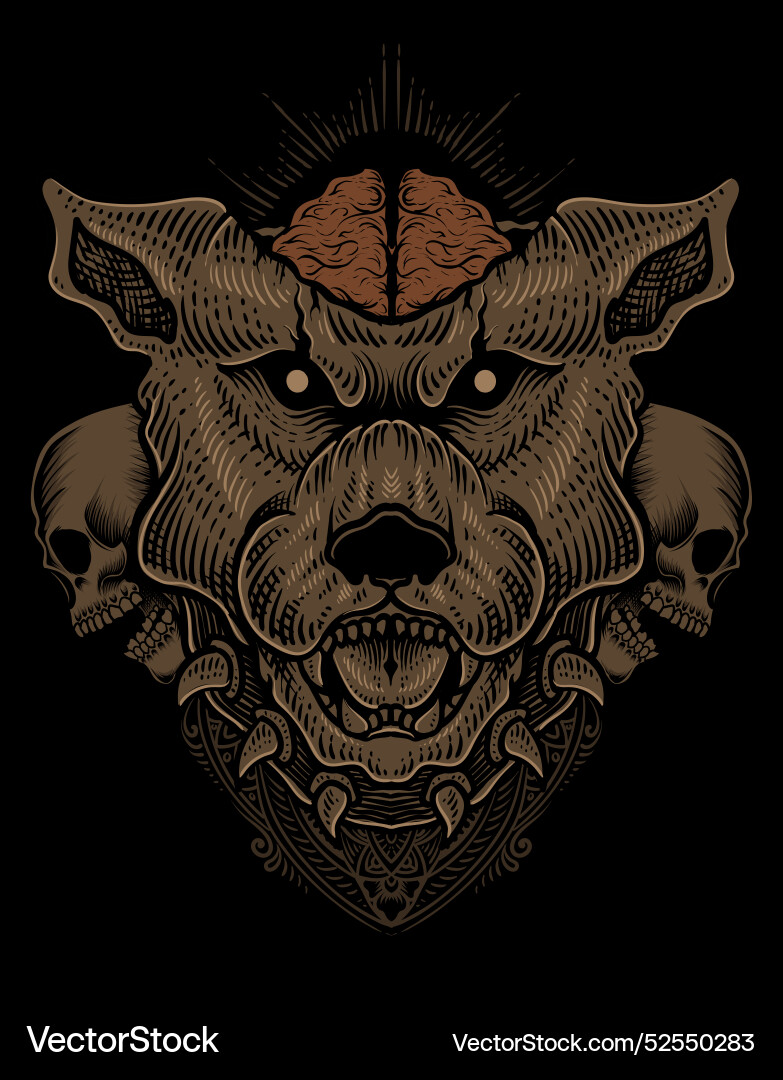 Dog head with skull Royalty Free Vector Image - VectorStock