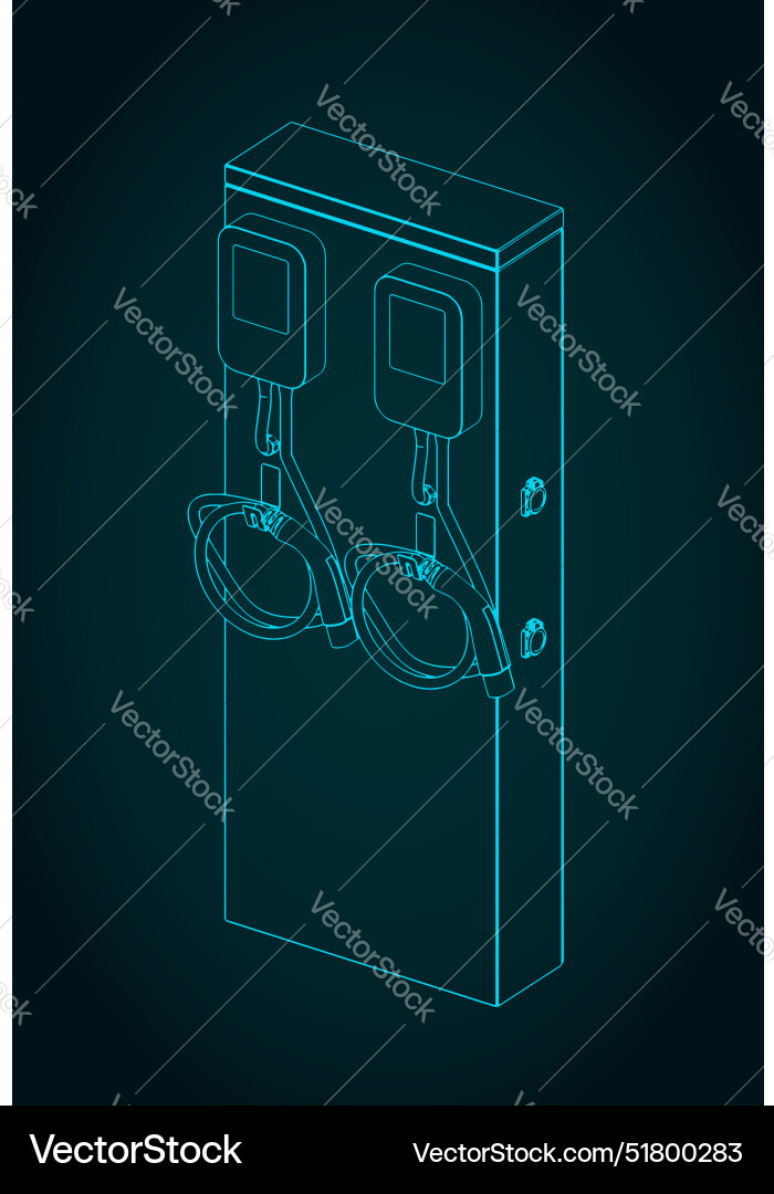 Ev charger blueprint Royalty Free Vector Image