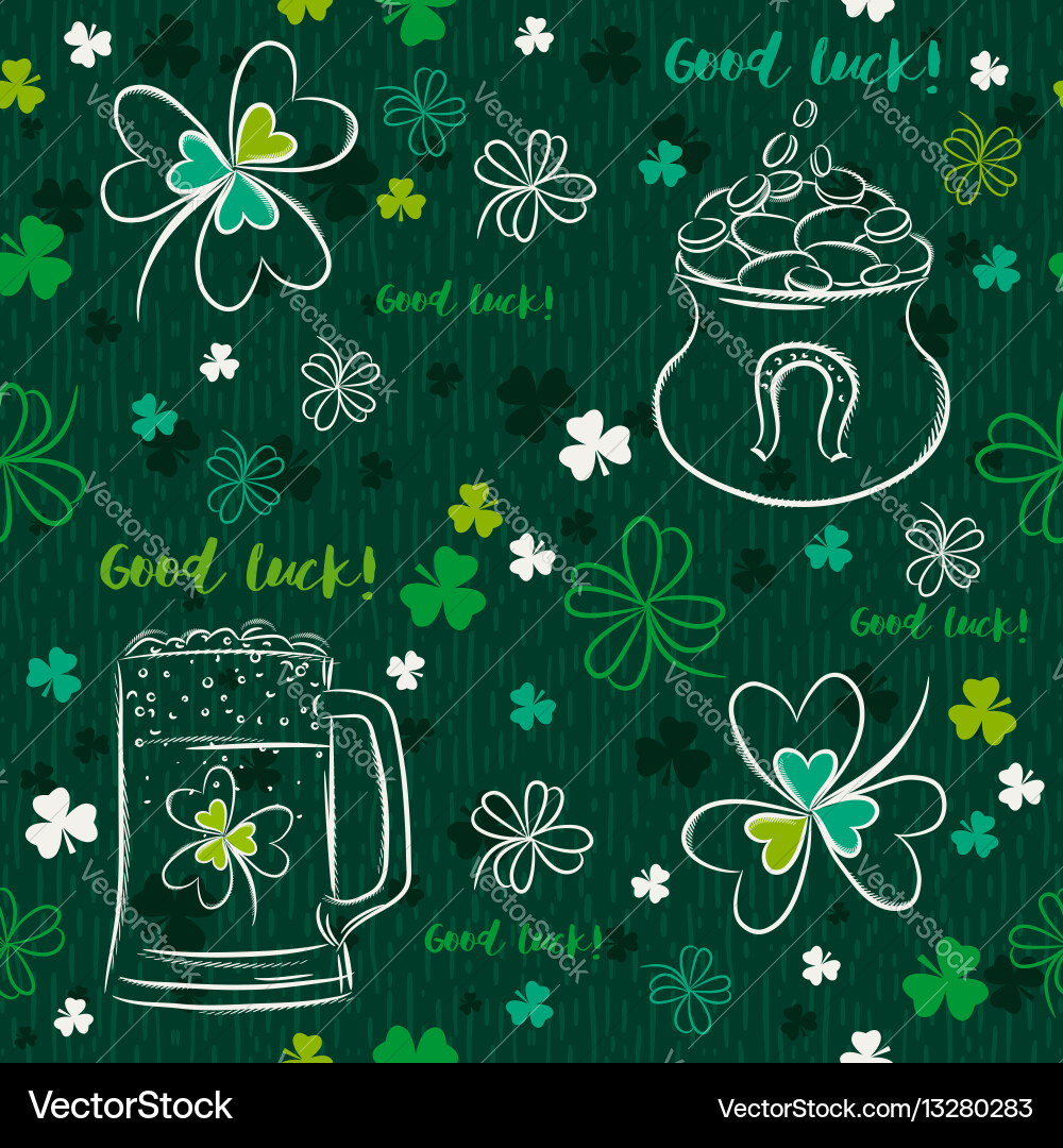 Green seamless background for patricks day Vector Image