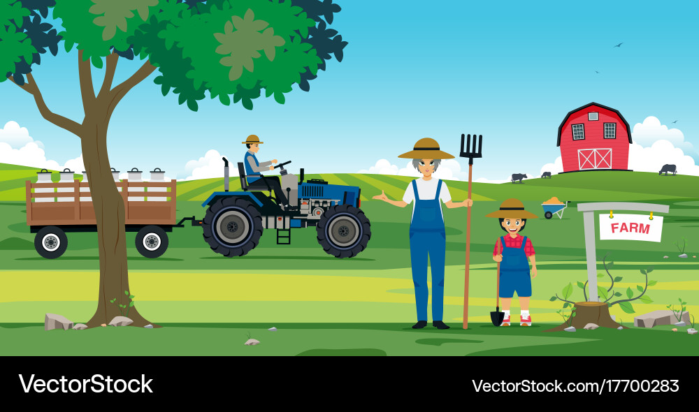 Rural Farm Scene Royalty Free Vector Image - VectorStock