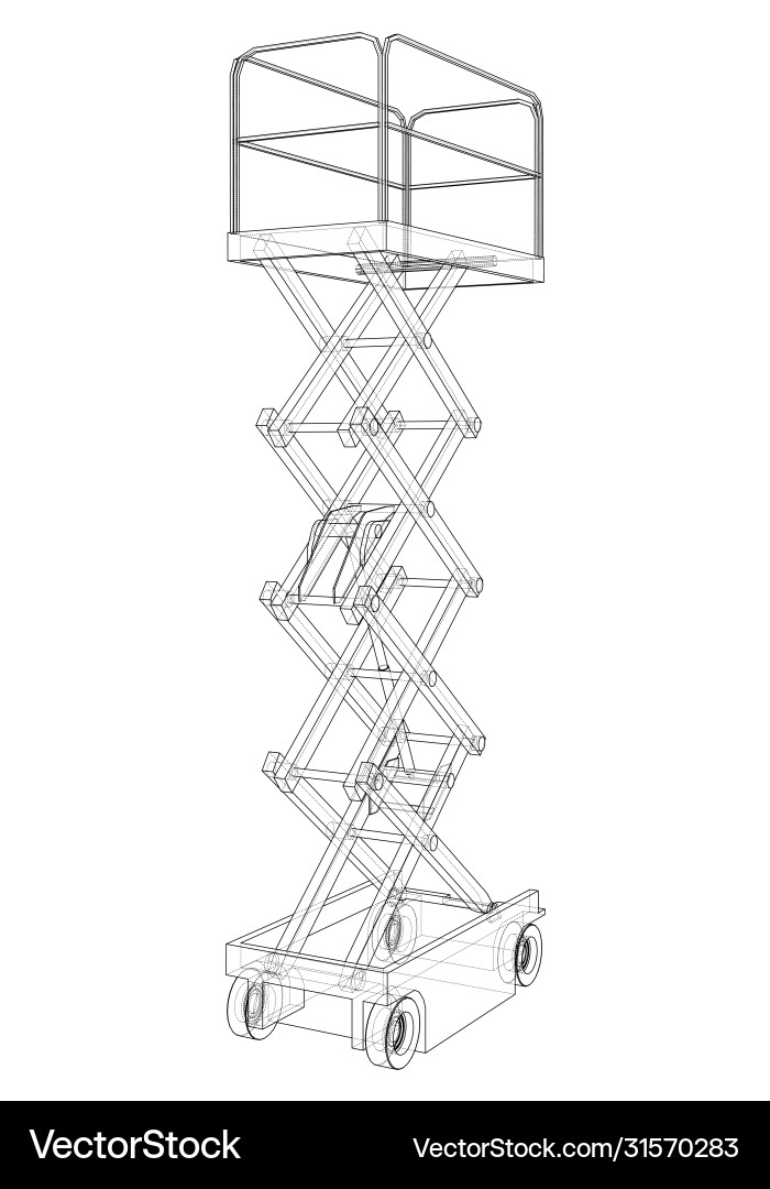 Scissor lift concept outline Royalty Free Vector Image