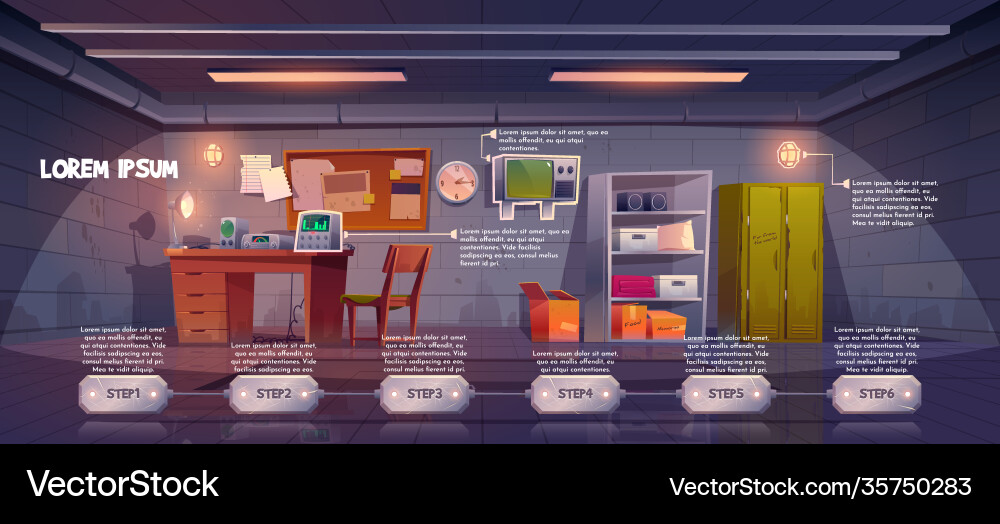 Underground bunker infographics time line stages Vector Image
