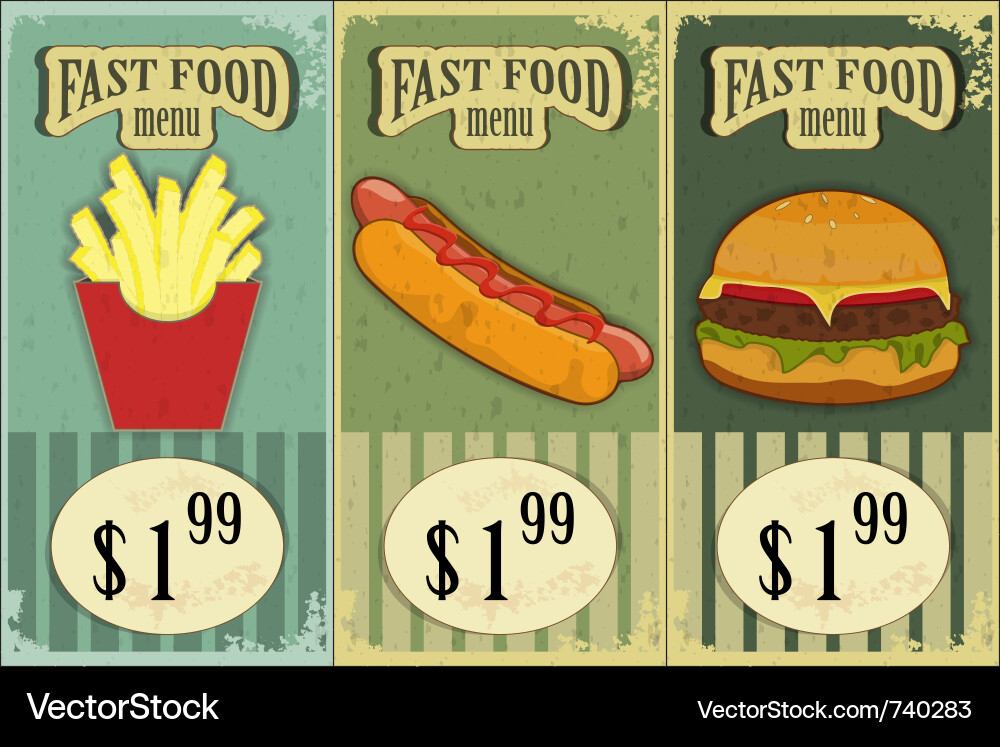 Vintage fast food labels Royalty Free Vector Image