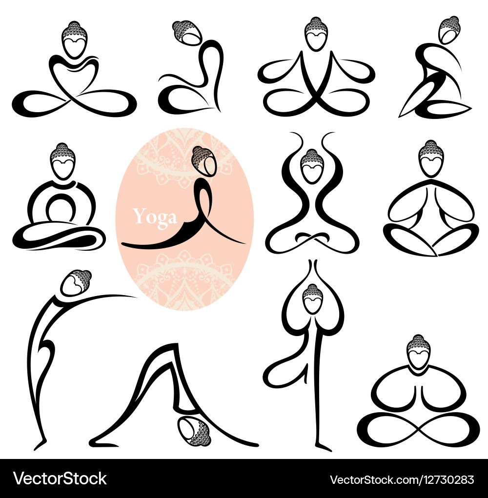 Yoga poses Royalty Free Vector Image - VectorStock