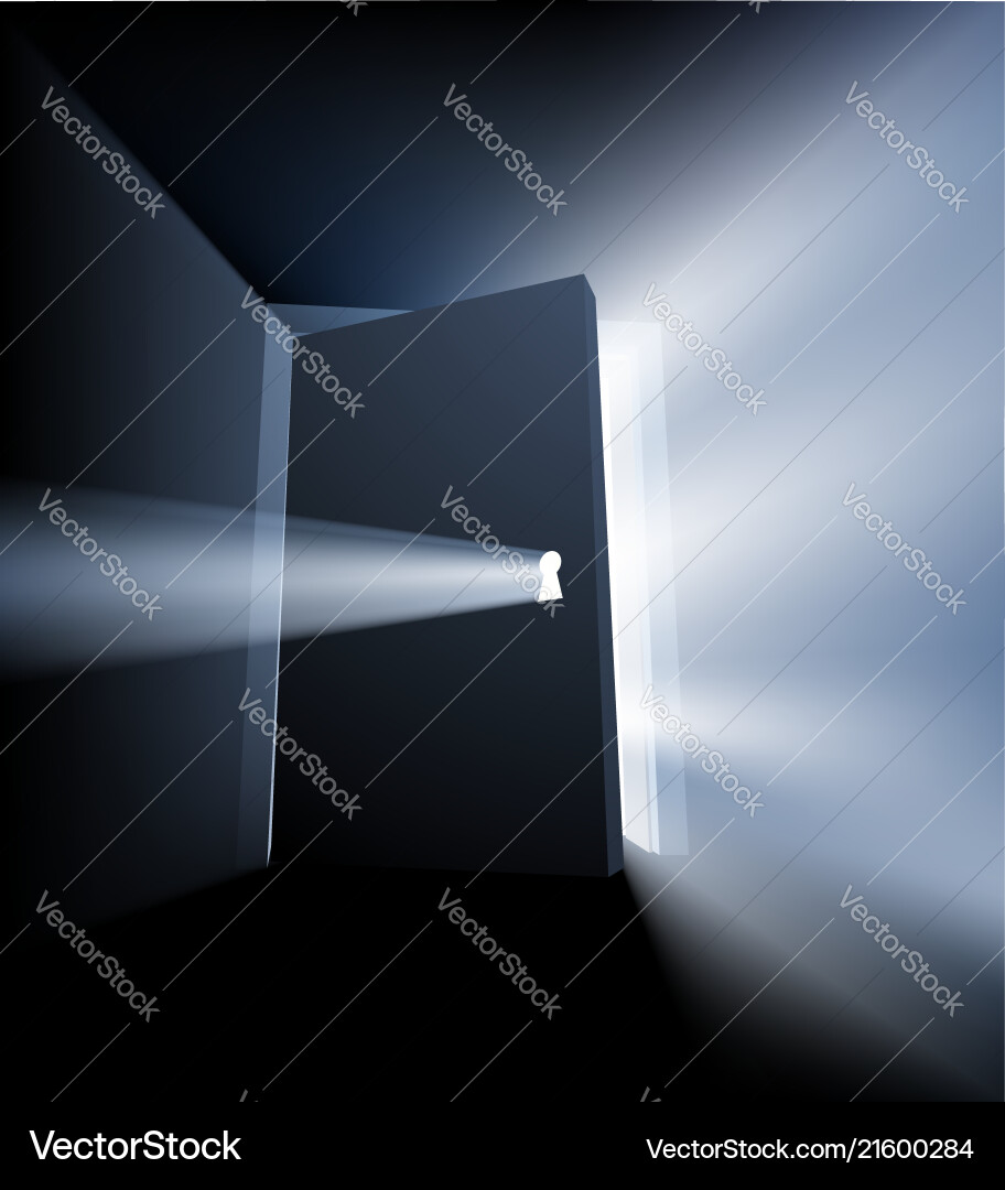 Ajar door light beam concept Royalty Free Vector Image