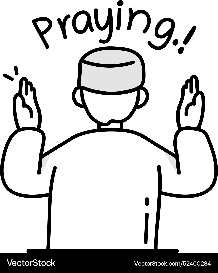 Basic rgba hand drawn style icon of muslim praying