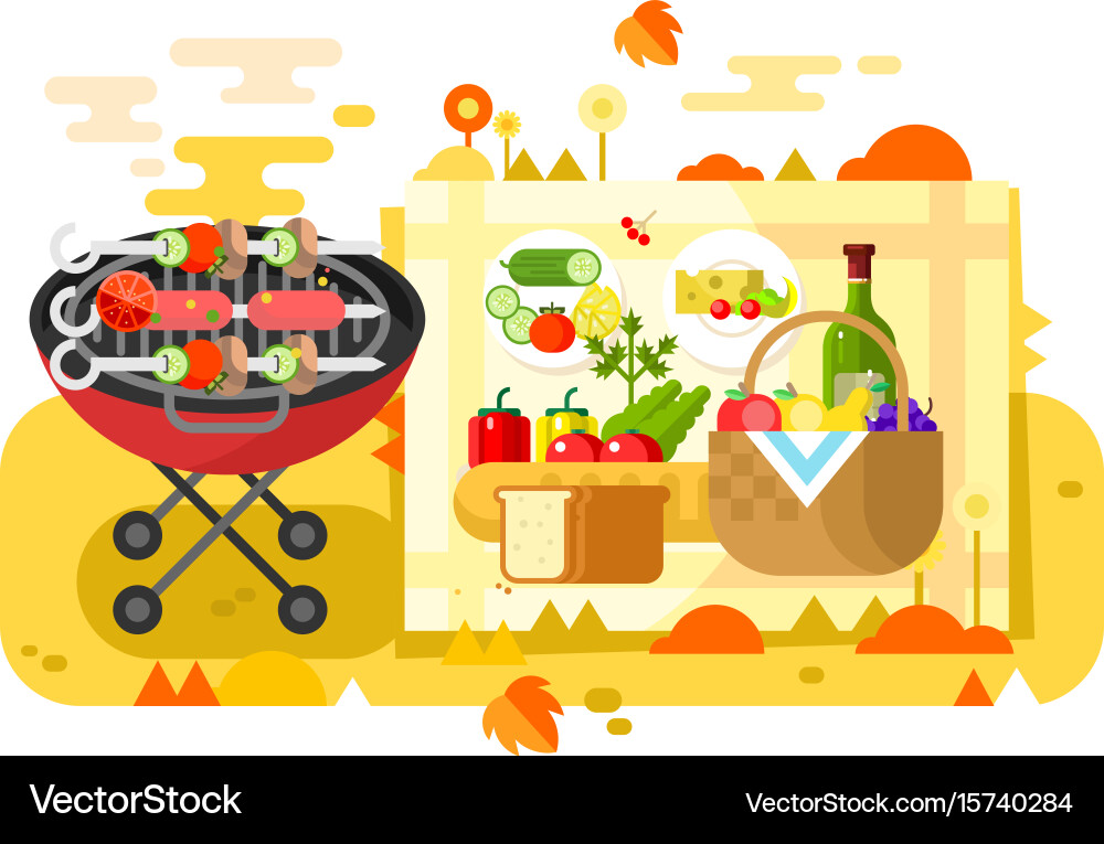 Bbq party design flat Royalty Free Vector Image