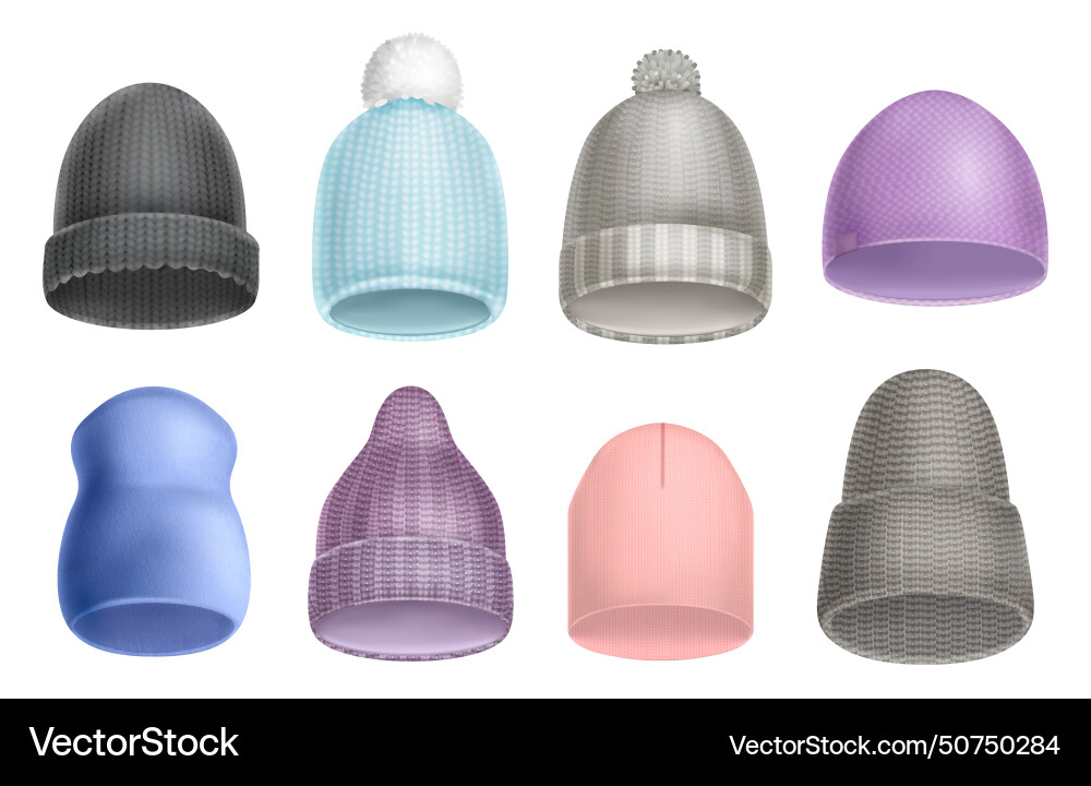 Beanie hat set Royalty Free Vector Image - VectorStock