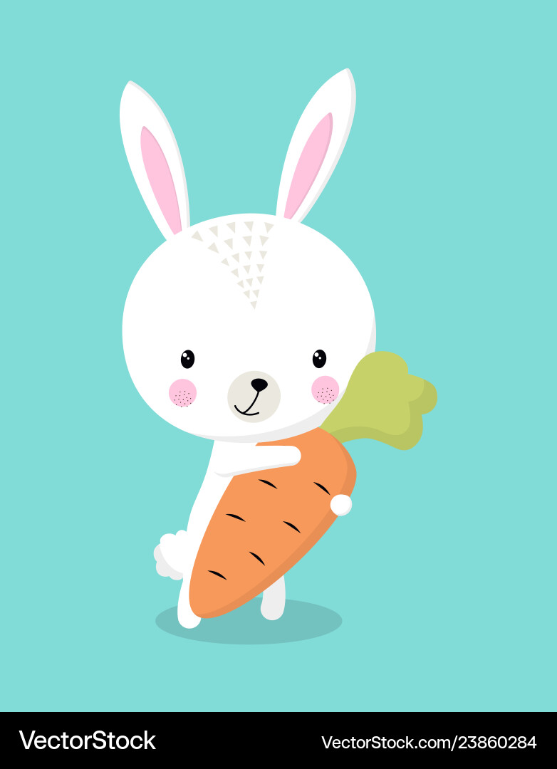 Bunny with carrot isolated Royalty Free Vector Image