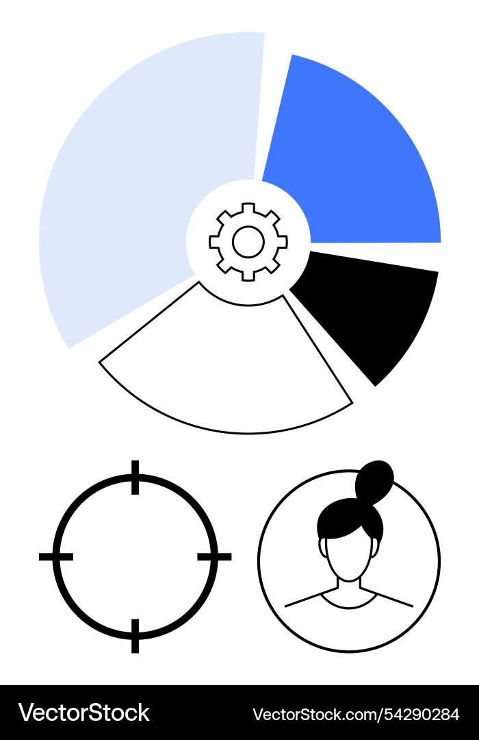 Datenanalyse-Icon mit Gang in Pie Chart und Benutzer