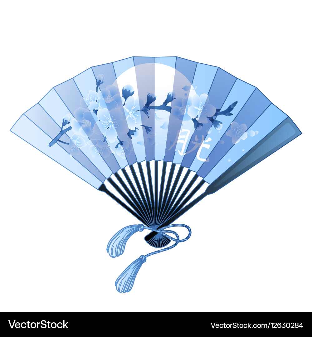 Fan with floral decoration Royalty Free Vector Image