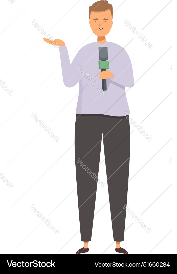 Journalist holding microphone giving speech Vector Image