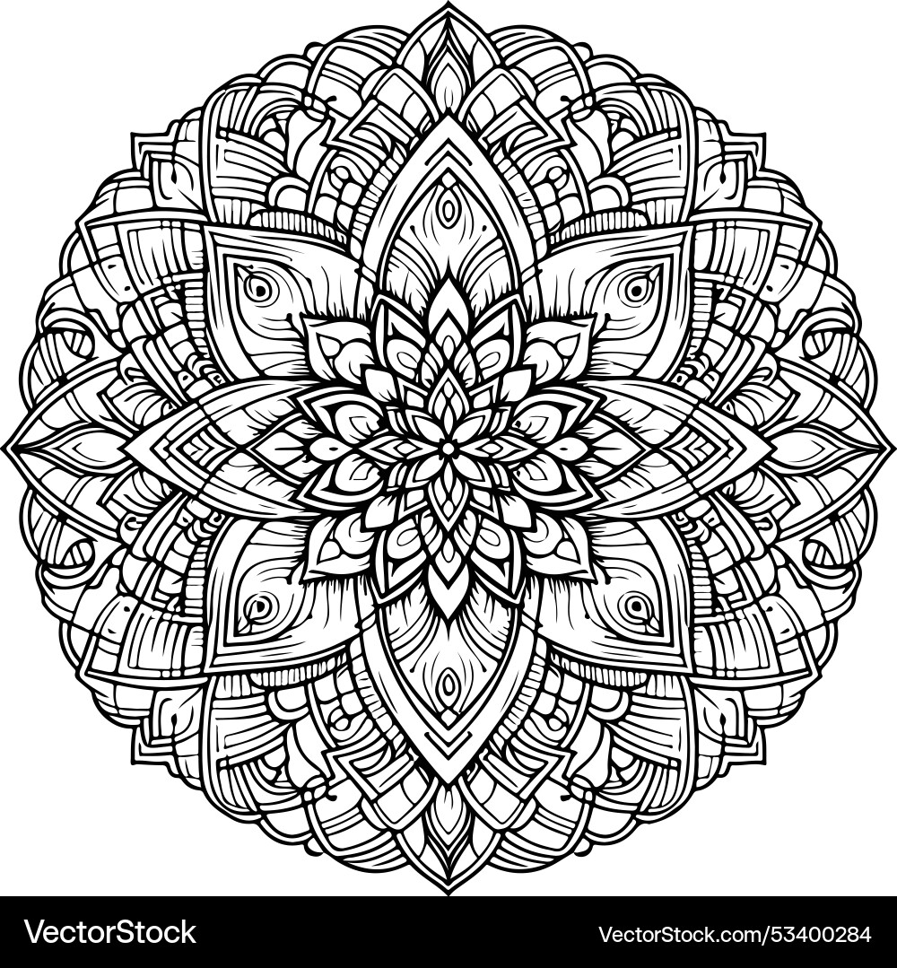 Line art mandala Royalty Free Vector Image - VectorStock