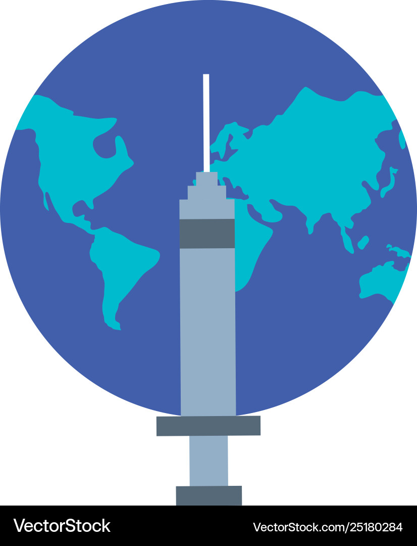 Medical injection with planet earth Royalty Free Vector