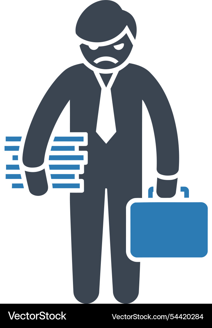 Overworked businessman stress icon Royalty Free Vector Image