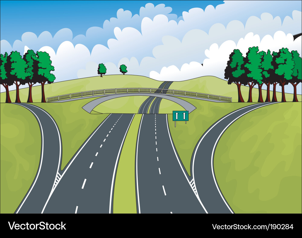 Scenic Highway Landscape Royalty Free Vector Image