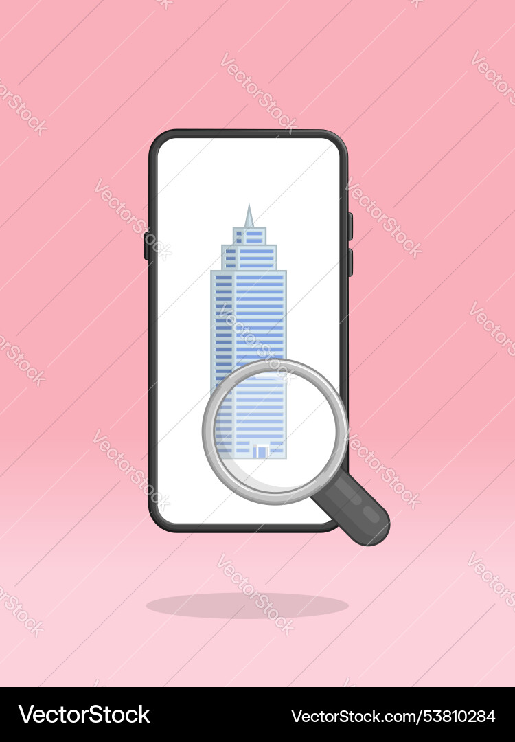 Smartphone magnifier office property asset Vector Image