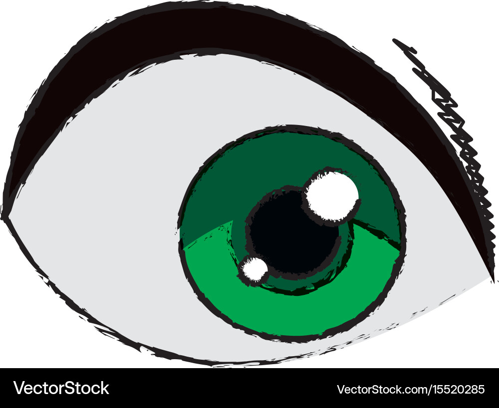 Cartoon green eye look vision Royalty Free Vector Image